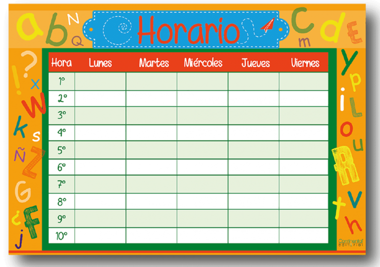 Horario mural letras – Editorial Continental